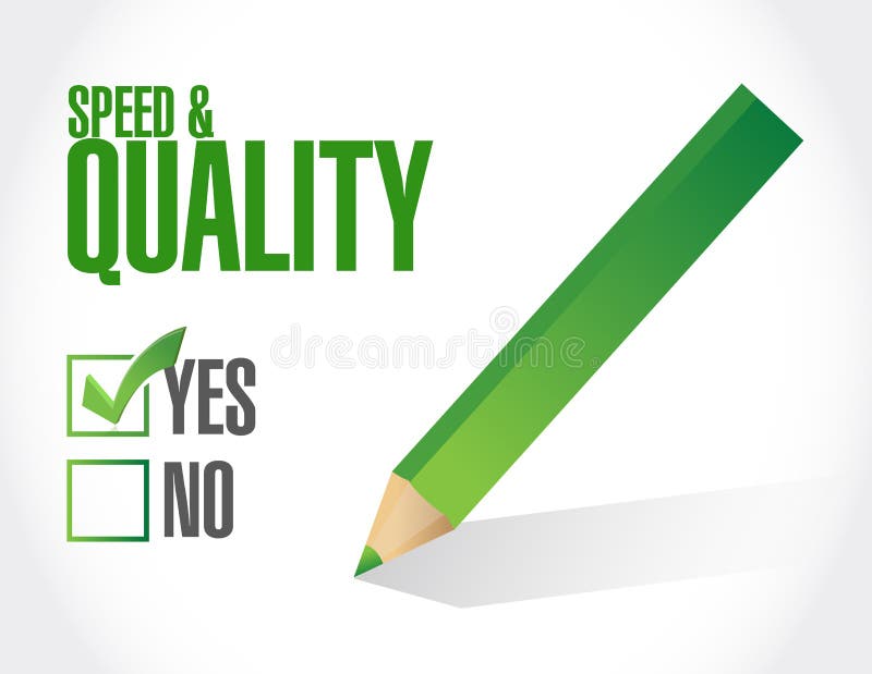 Speed and Quality Check Mark Sign Stock Illustration - Illustration of ...