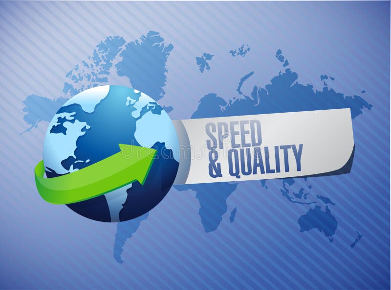 Speed and Quality Globe Sign Illustration Design Stock Illustration ...