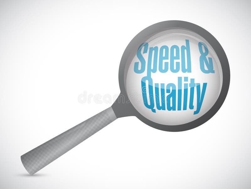 Speed and Quality Magnify Glass Sign Stock Illustration - Illustration ...