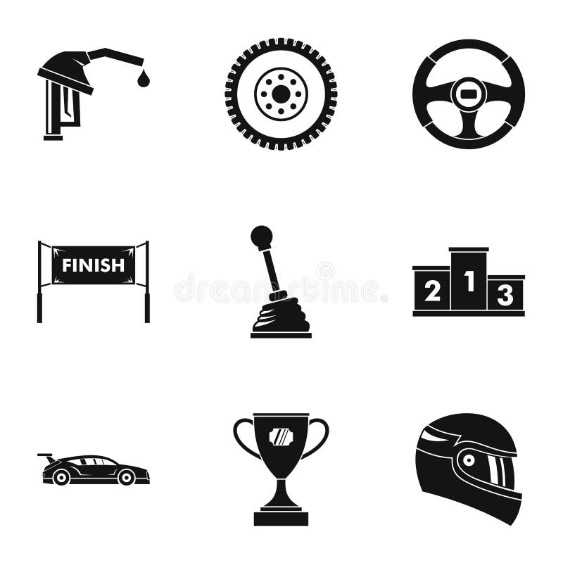 Speed Race Icons Set, Flat Style Stock Vector - Illustration of motion ...