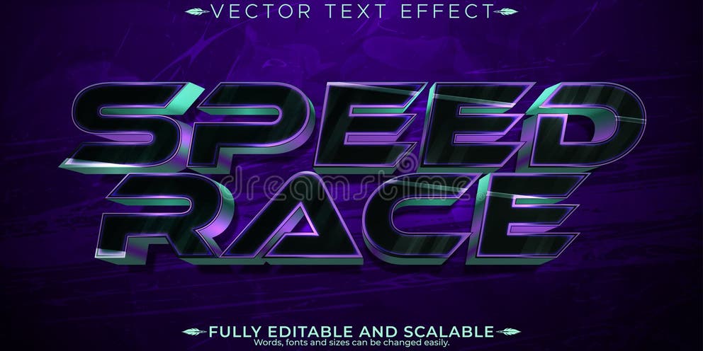 Speed Race Text Effect, Editable Fast and Sport Text Style Stock Vector ...