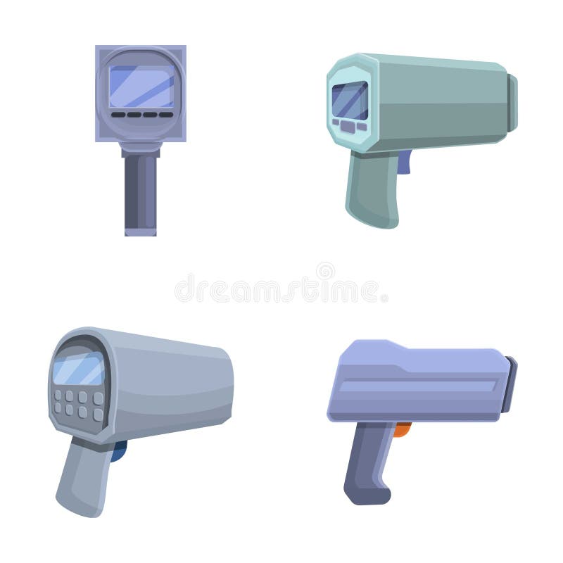 Speed Radar Icons Set Cartoon Vector. Modern Digital Speed Radar ...