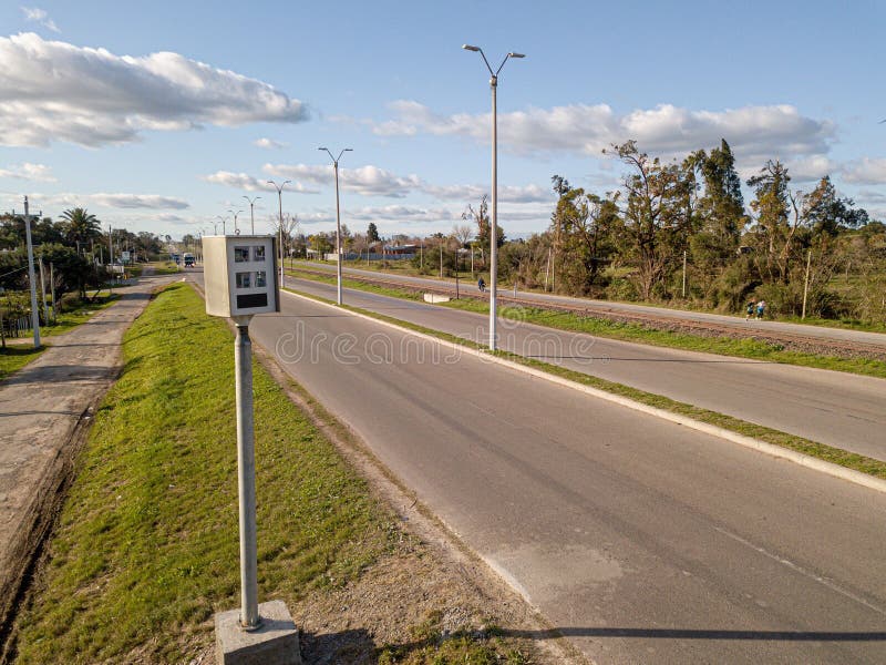 Speed Radar on the Pole at the Road Stock Photo - Image of automobile ...
