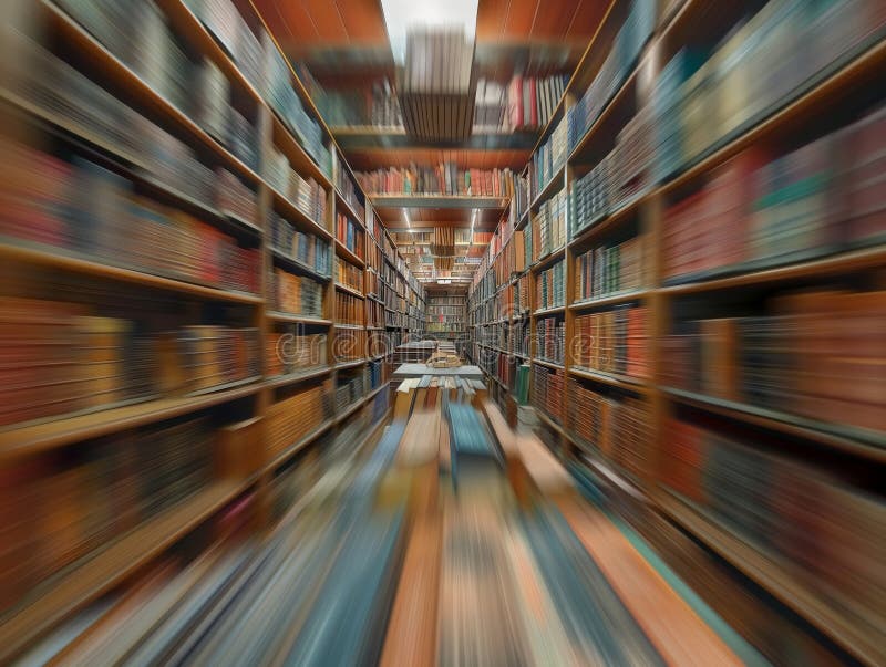 Speed Reading Concept in Library Aisle Stock Photo - Image of research ...