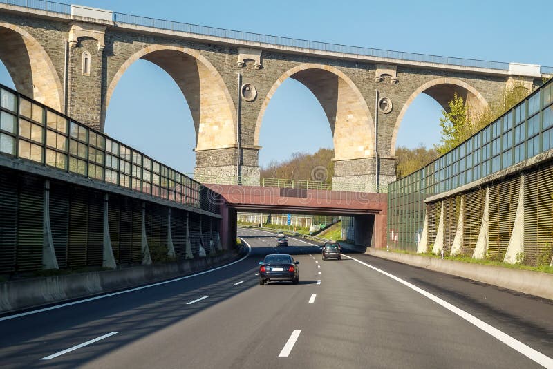 Speed Road Freeway in Germany with High Walls on the Sides Stock Photo ...