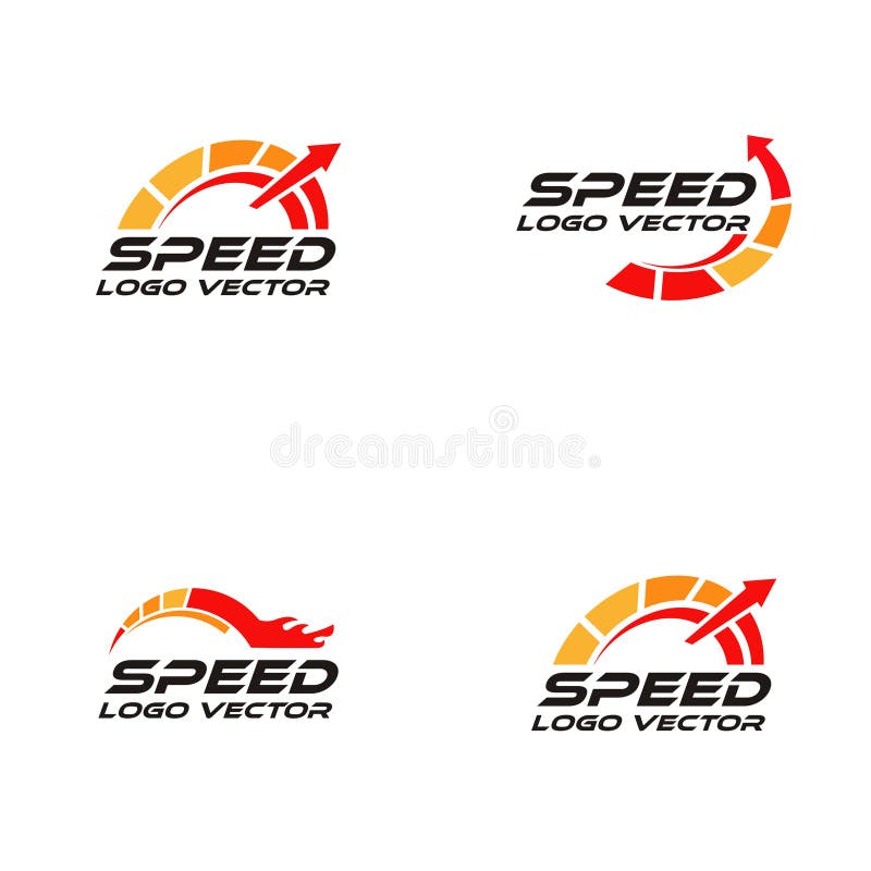 Speed Logo Design with Flame Effect. Speedometer Vector Icon Wit Stock ...