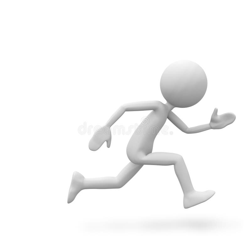 Speed Running 3D Cartoon Character on White Background Stock ...