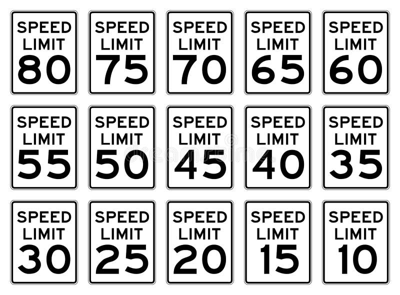 Speed Signs Set stock illustration. Illustration of white - 15937159