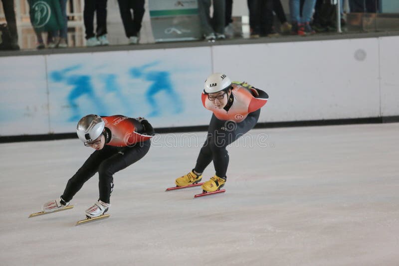 Speed Skaters during a Race Editorial Image - Image of skating ...