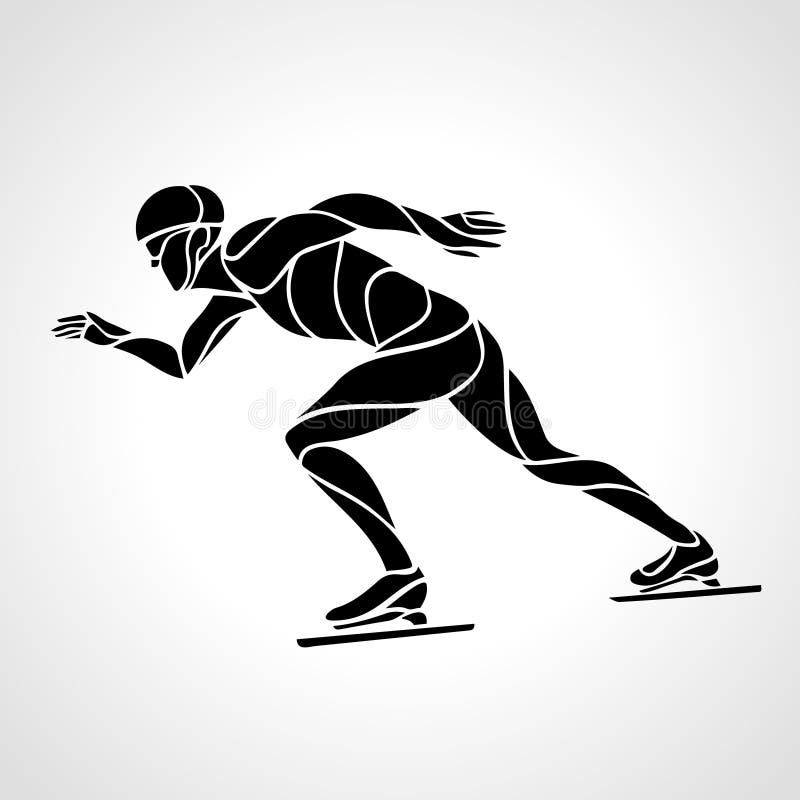 Speed Skating. Vector Illustration in the Wavy Style Stock Vector ...