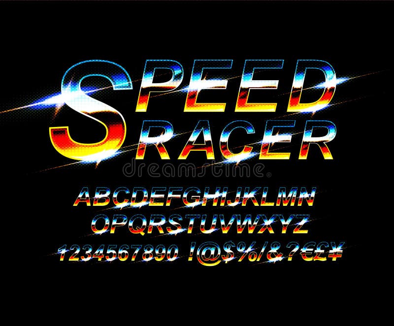 Speed Style Font Design, Alphabet Stock Vector - Illustration of shiny ...