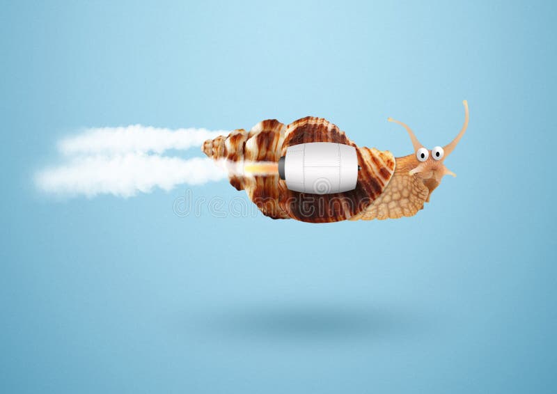 Speed and Success Concept, Snail with Jet Engine Stock Image - Image of ...