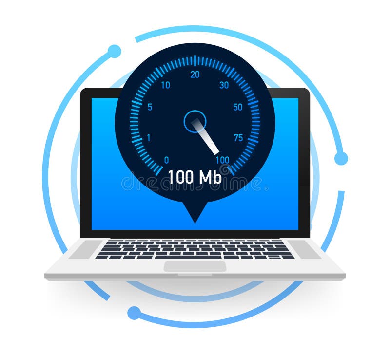 Laptop with Speed Test on the Screen. Vector Illustration. Stock Vector ...