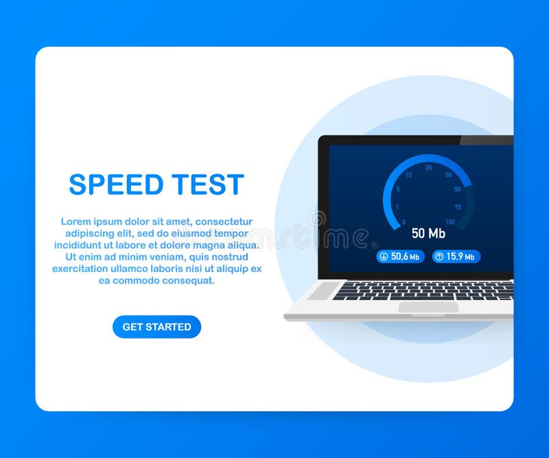 Speed Test on Laptop. Speedometer Internet Speed 100 Mb. Website Speed ...
