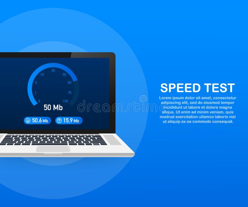 Speed Test on Laptop. Speedometer Internet Speed 100 Mb. Website Speed ...