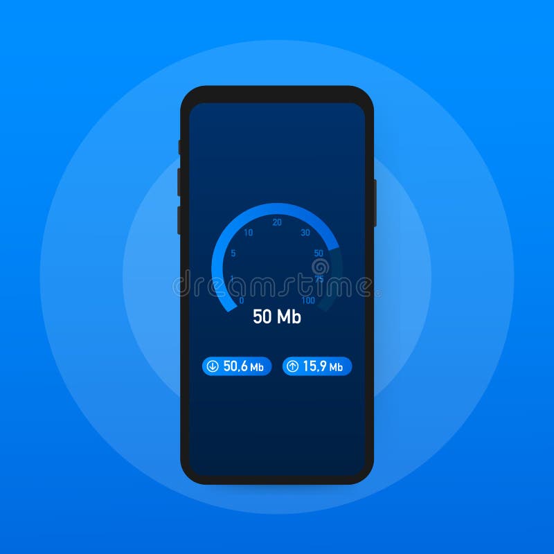 Speed Test on Smartphone. Speedometer Internet Speed 100 Mb. Website ...