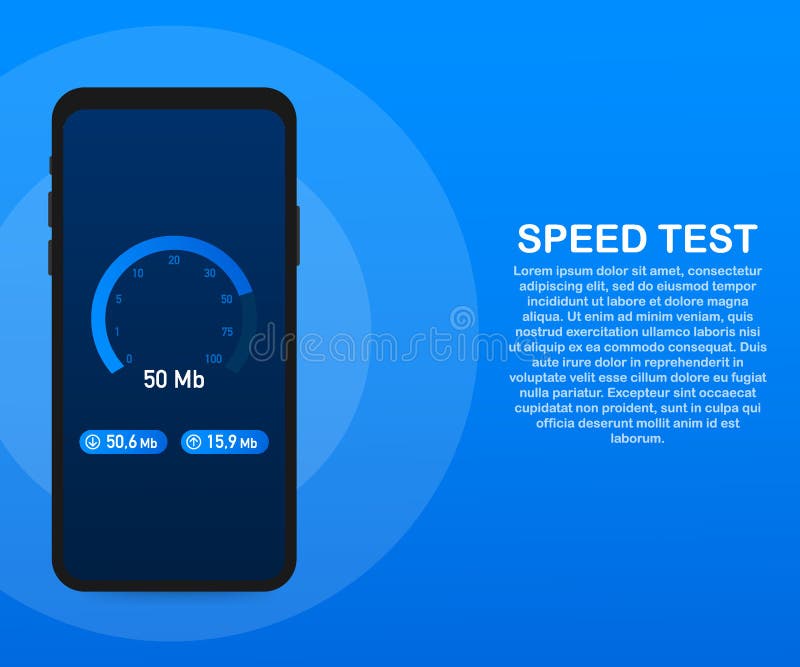 Speed Test on Smartphone. Speedometer Internet Speed 100 Mb. Website ...