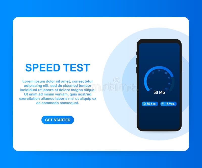Speed Test on Smartphone. Speedometer Internet Speed 100 Mb. Website ...