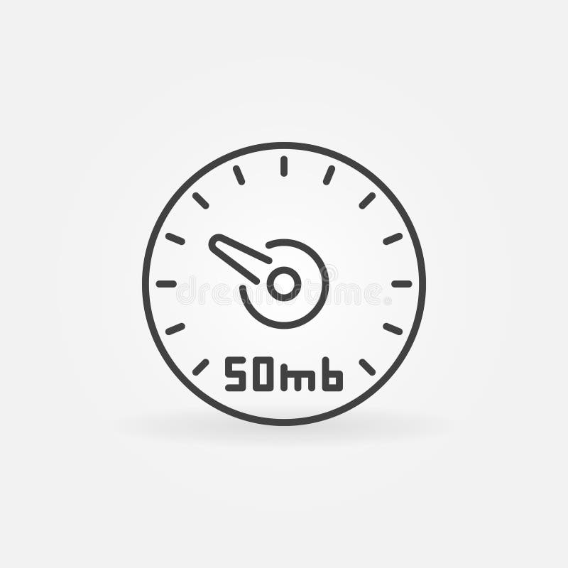 Speed Test Vector Linear Icon. 50 Mb Internet Speed Symbol Stock Vector ...