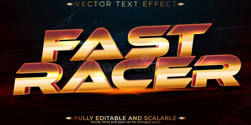 Speed Text Effect, Editable Race and Fast Text Style Stock Vector ...
