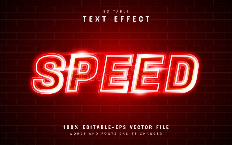 Speed text effect red neon stock vector. Illustration of energy - 255930491
