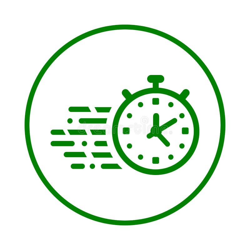 Speed, Time, Clock Icon. Green Vector Sketch Stock Vector ...