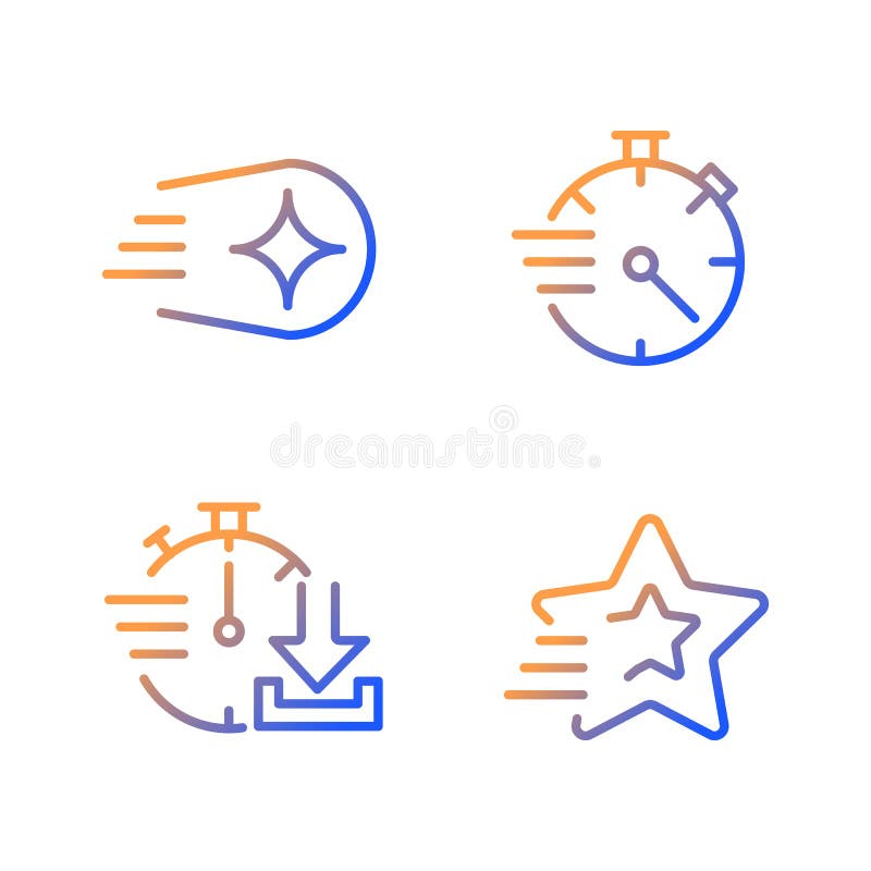 Speed and Time Gradient Linear Vector Icons Set Stock Vector ...