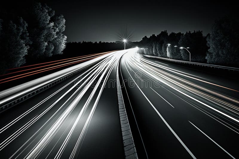 Speed Traffic - Light Trails on Motorway Highway at Night Stock ...