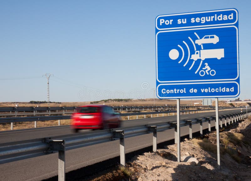Speed Trap Sign with Car Passing Stock Image - Image of camera, traffic ...