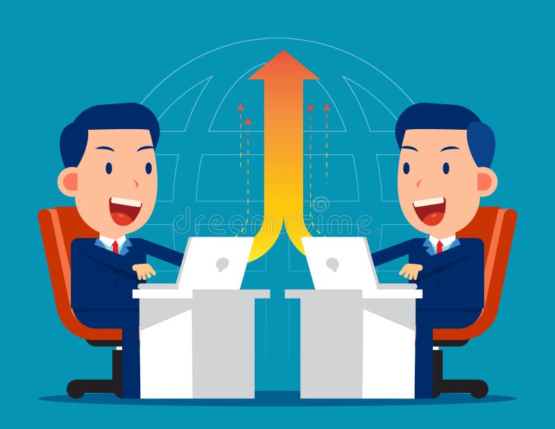 The Speed of Work by the Network. Office Working Concept Stock Vector ...