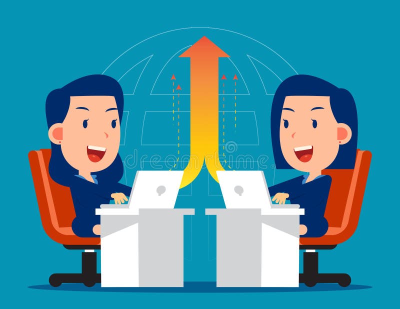 The Speed of Work by the Network. Office Working Concept Stock Vector ...