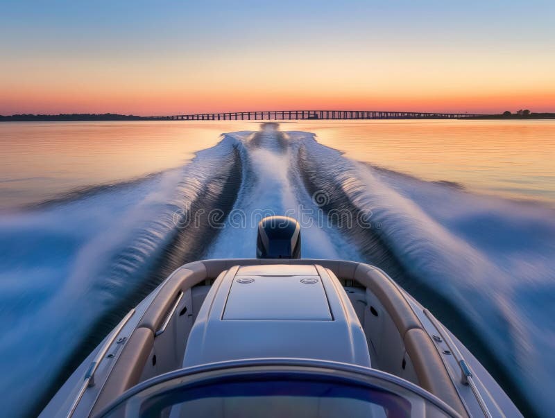 Speedboat Adventure at Sunset Stock Image - Image of journey, horizon ...