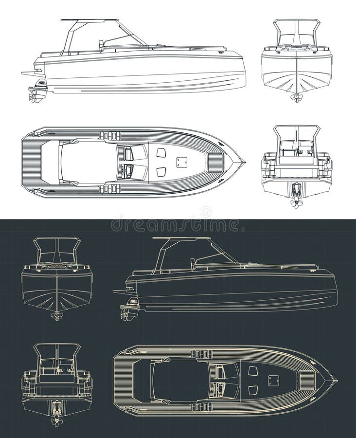Speedboat Blueprints Stock Illustrations – 17 Speedboat Blueprints ...