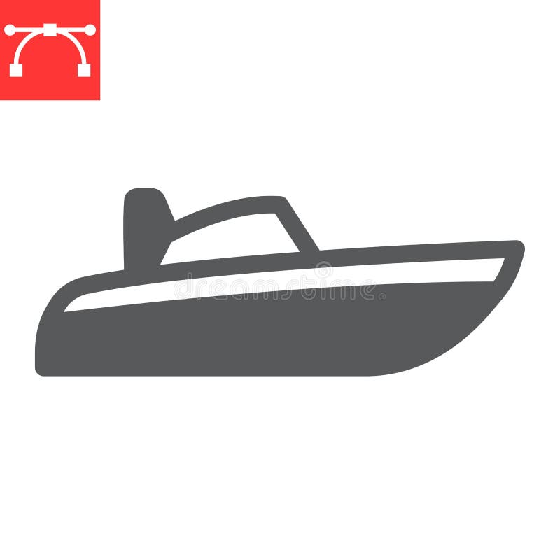 Speedboat glyph icon stock vector. Illustration of motorboat - 216714574