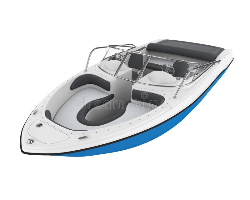 White Speedboat Isolated on White Background Stock Illustration ...