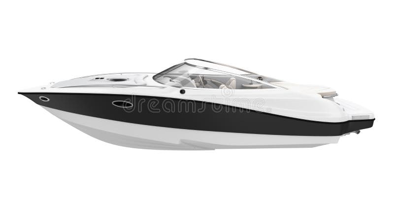 White Speedboat Isolated on White Background Stock Illustration ...