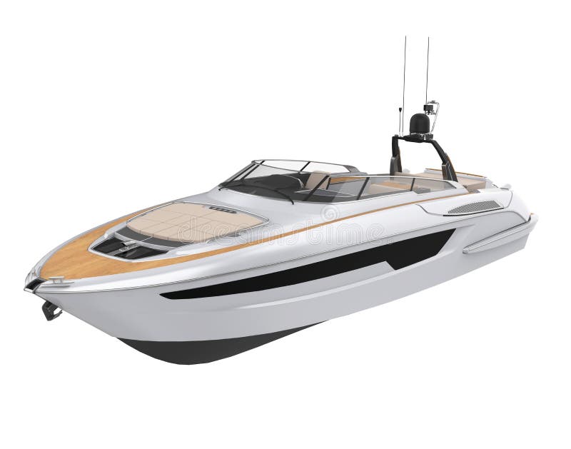 White Speedboat Isolated on White Background Stock Illustration ...