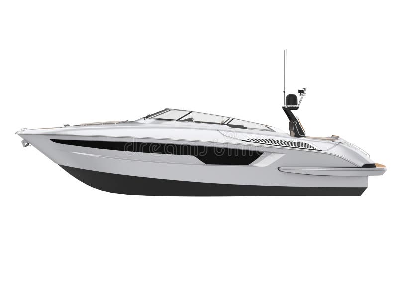 White Speedboat Isolated on White Background Stock Illustration ...