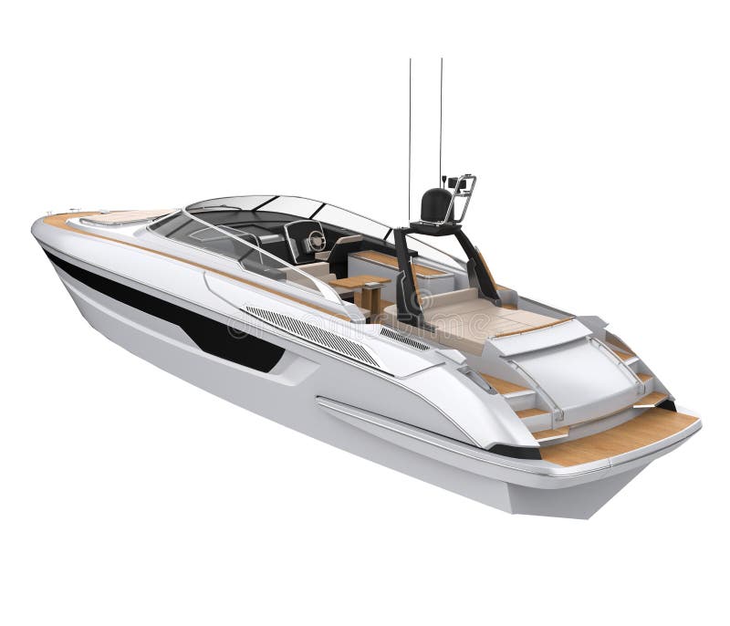 White Speedboat Isolated on White Background Stock Illustration ...