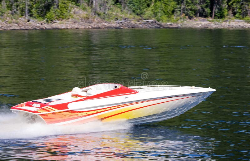 Speedboat on Lake stock image. Image of high, luxury, powerboat - 6112741