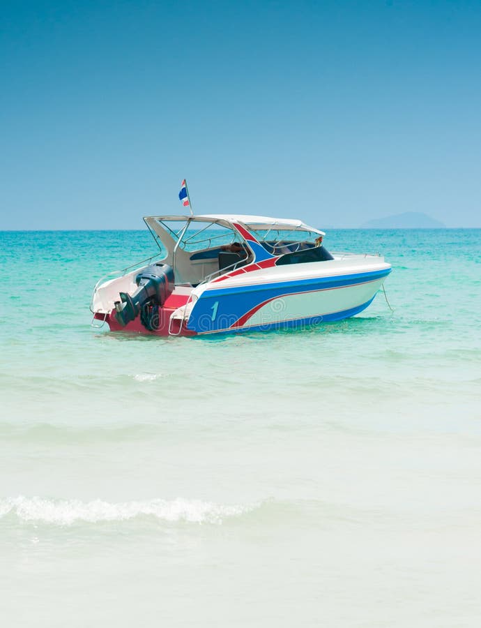 Speedboat at sea stock photo. Image of white, spray, speed - 2472484
