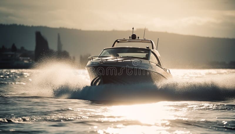 Speedboat Sailing on Blue Waves, Luxury Yacht for Summer Vacations ...