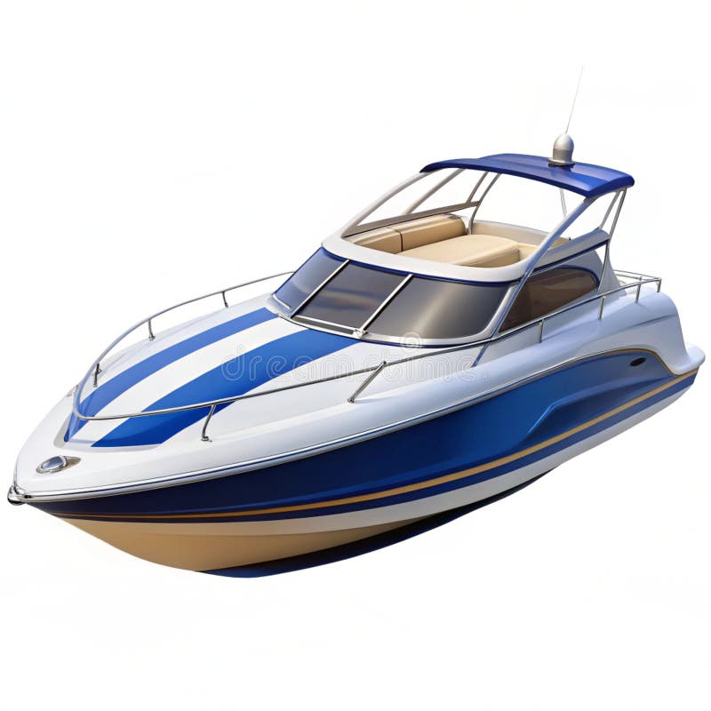 Speedboat with Sleek White and Blue Design Stock Illustration ...