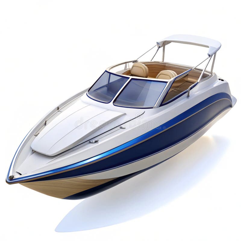 Speedboat with Sleek White and Blue Design Stock Illustration ...