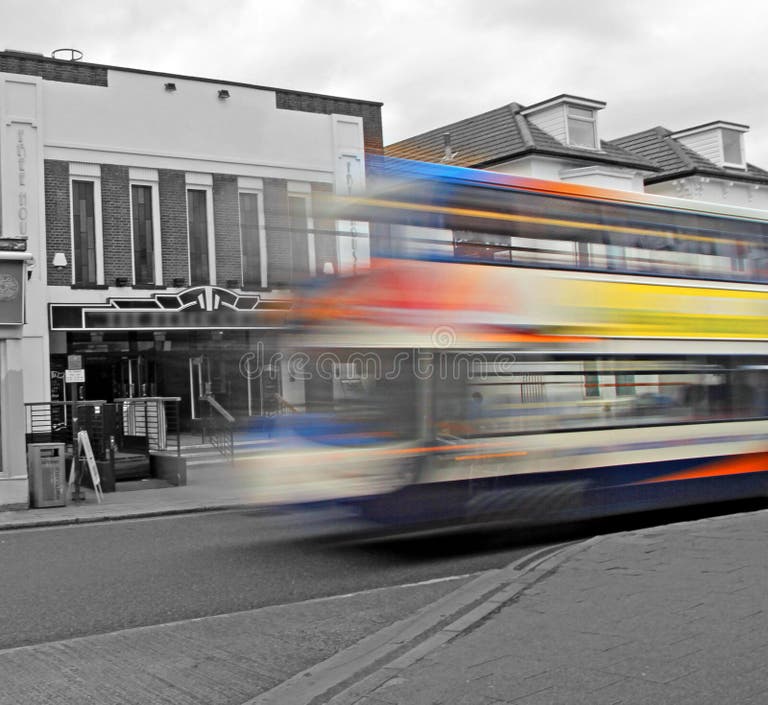 Speeding bus arrival stock photo. Image of motion, move - 25792614
