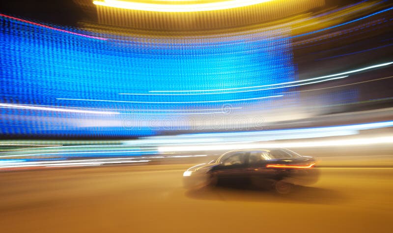Speeding car stock photo. Image of blue, city, transport - 17725502