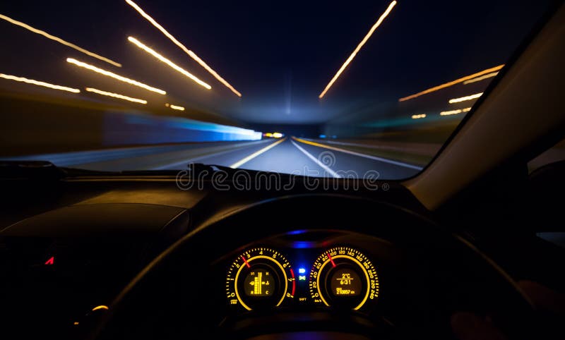 Speeding car dashboard stock photo. Image of steering - 73858252