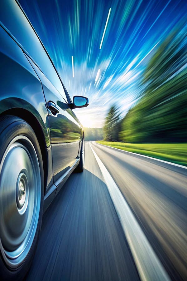 Speeding Car with Motion Blur and Speedometer Stock Illustration ...