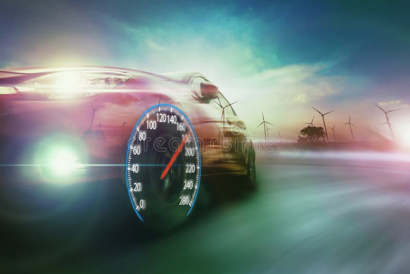 Speeding Car with Speedometer Stock Image - Image of performance ...