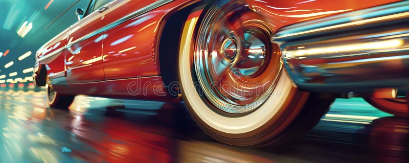 Speeding Car on the Street at Night, Low Angle View, Sport Car Concept ...